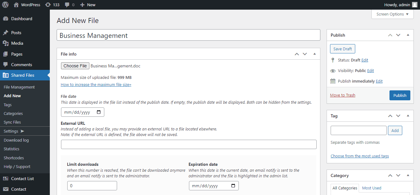 Shared Files WordPress File Sharing Pugin – Shared Files PRO